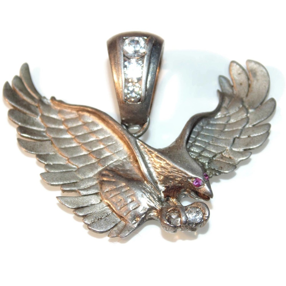 925 Eagle Hawk With Spread Wings Pendant Vintage Esta… - Gem